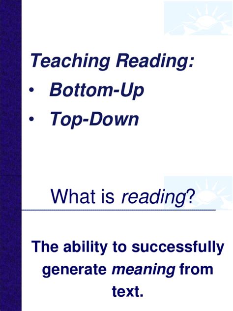 Bottom Up Top Down Pdf Reading Comprehension Top Down And Bottom