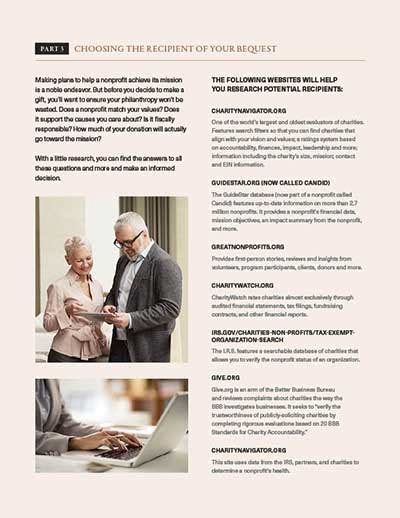 Charitable Bequest Planner Planned Giving Downloads And Resources