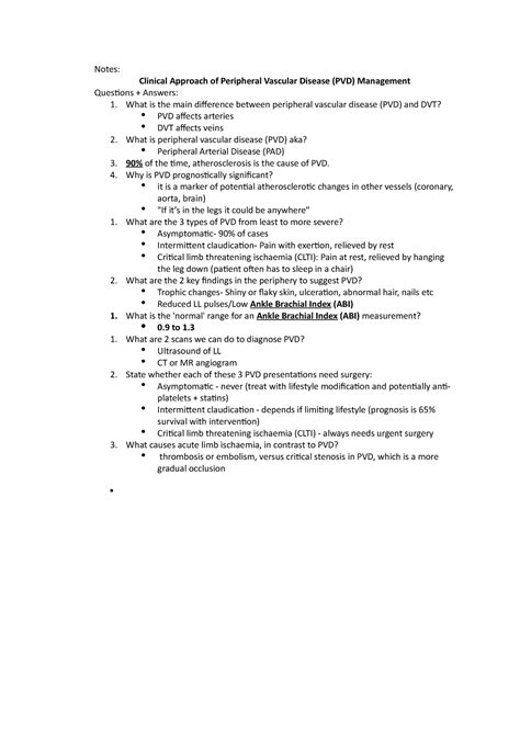 Clinical Approach Of Peripheral Vascular Disease Pvd Management