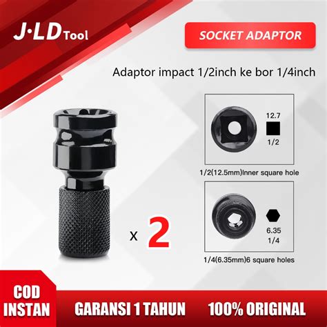 Jual Jld Adaptor Impact Ke Bor Harga2pcs 1set 1 2” Square To 1 4“ Hex Auto Lock Impact Bit