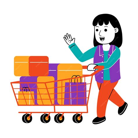 Young Woman Shopper Vector Illustration Premium Vector