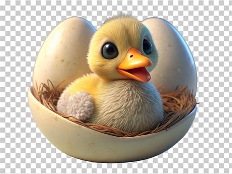 Premium Psd Little Duck Hatching From Egg