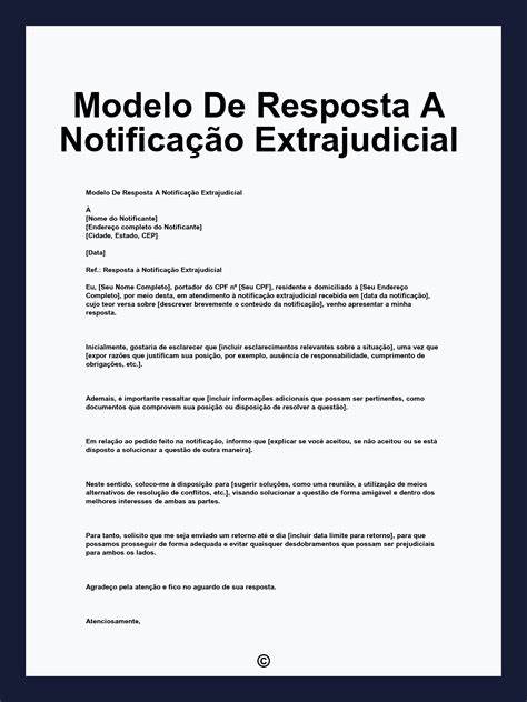 Modelo De Resposta A Notificação Extrajudicial