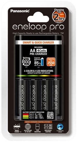 Panasonic Smart And Quick Charger With 3 Color Led With Eneloop Pro Aa B