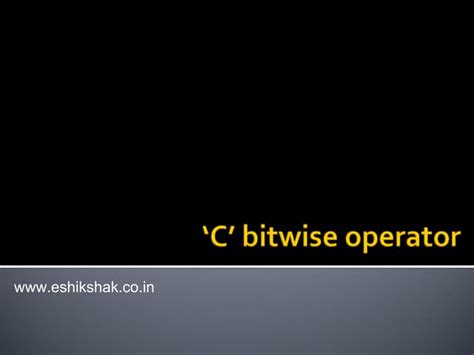Lecture 11 Bitwiseoperator Pdf