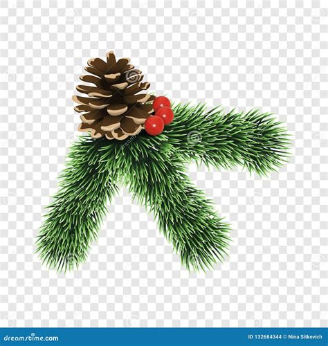 Pine Tree Branch Icon Realistic Style Stock Vector Illustration Of Happy Icons