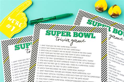 Free Printable Super Bowl Trivia Questions Game Play Party Plan