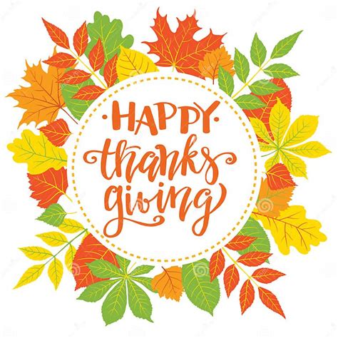 感恩节秋叶手写文字矢量图插图 向量例证 插画 包括有 橙色 艺术 季节 自然 绿色 现有量 193625605