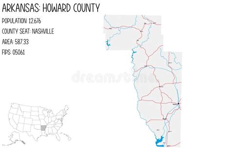 Map Of Howard County In Arkansas Usa Stock Vector Illustration Of Education Rivers 276884326