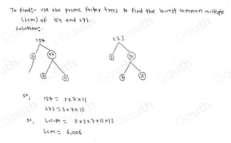 Solved The Prime Factor Trees For 154 And 273 Are Given Below Use The