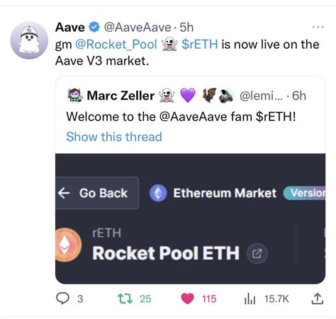 Reth Now Live On Aave V3 R Rocketpool
