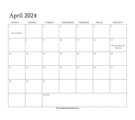 April Calendar Printable Pdf One File April Calendar With