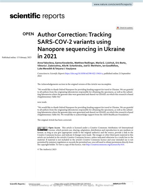 pdf author correction tracking sars cov 2 variants using nanopore