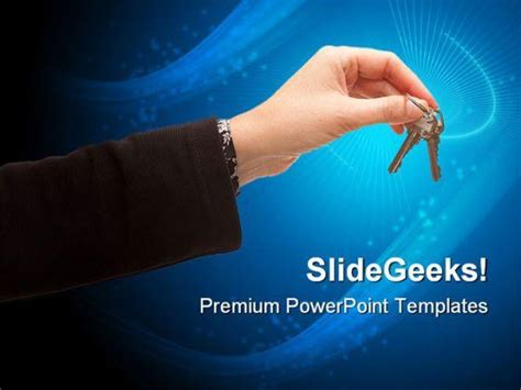 Female Holding Pair Of Key Security PowerPoint Templates And PowerPoint Backgrounds 0311
