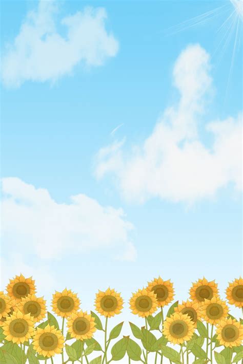 Cartoon Hand Drawn Wind Sunflower Poster Background Sunflower