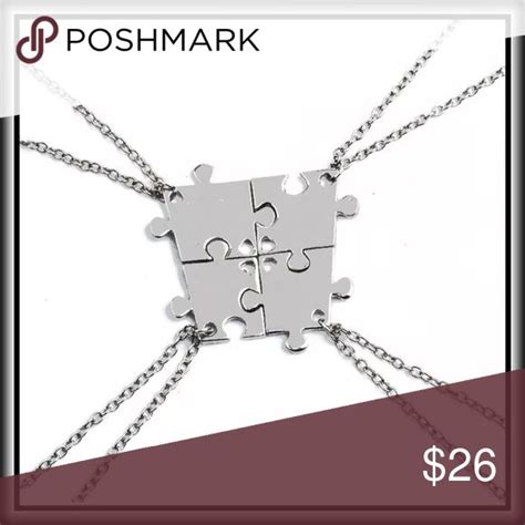 4 Puzzle Piece Friendship Necklaces 4 Friends 4 Puzzle Pieces Sweet