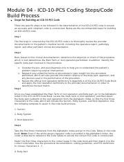 Module 04 ICD 10 PCS Coding Steps Code Build Process Docx Module 04