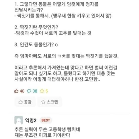와 6살 조카가 정자와 난자를 배우고 오더니 인스티즈instiz 이슈 카테고리