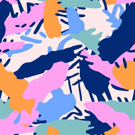 Premium Vector Seamless Pattern With Hand Drawn Abstract Shapes