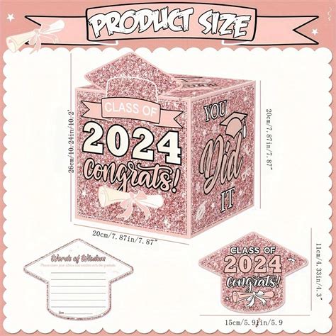 49pcs Graduation Card Box 2024 Congrats Grad Card Boxes Holder Rose