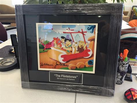 Flintstones Bill Hanna And Joe Barbera Signed Animation Cel Framed With