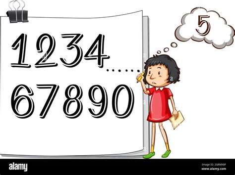 Girl Counting Numbers On Paper Stock Vector Image And Art Alamy