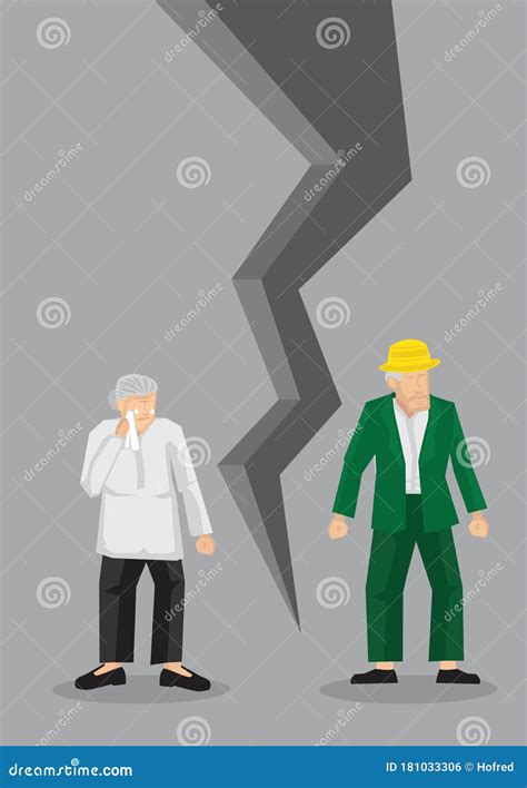 Concept Of Breakup Couple Creative Cartoon Vector Illustration Stock