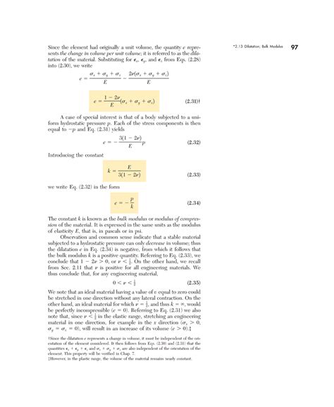 ENGR Lec ENGR Lec Since The Element Had Originally A Unit Volume The Quantity E Repre