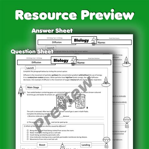 Diffusion Home Learning Worksheet Gcse Teaching Resources