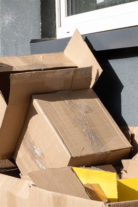 Empty Cardboard Boxes After Moving Close Up Stock Image Image Of