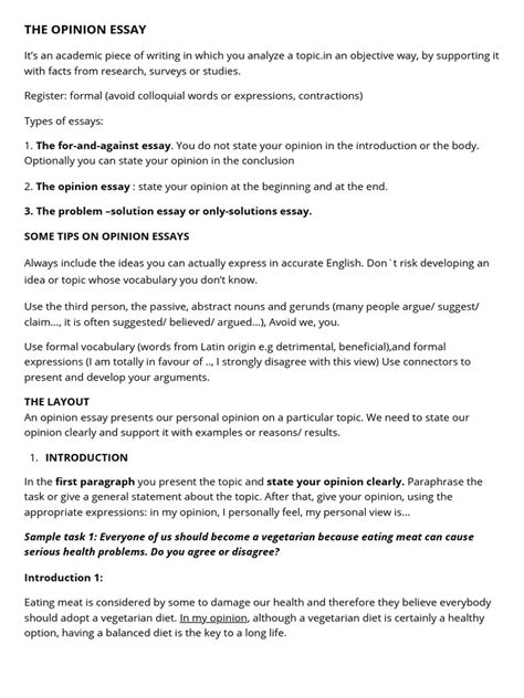 Personal Opinion Essay Examples
