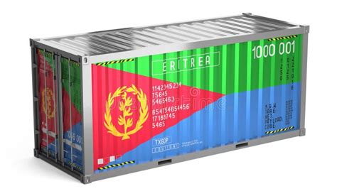 Eritrea Freight Shipping Container With National Flag Stock