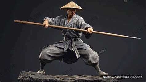 Ai创作图大侠人物 试剑砍石 剑客剑道 武打人物 武道精神 拿矛的男士 刀客塑像 武道武德 清代武士 武士道精神 古代人物铸剑 练剑雕塑 侠客