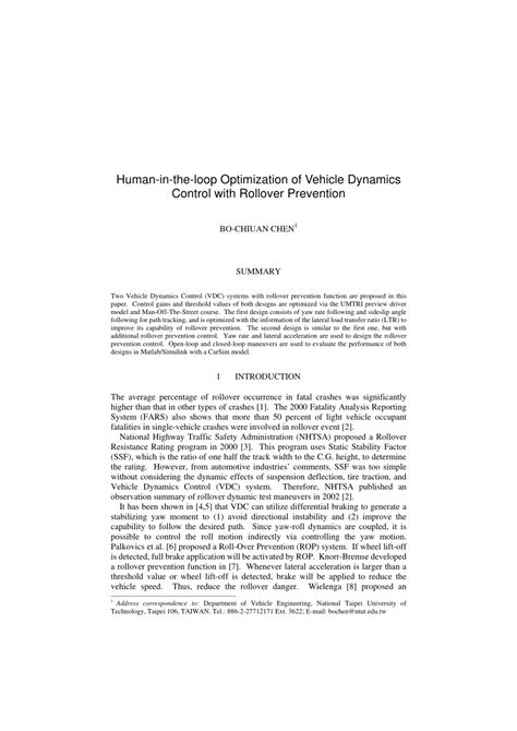 Pdf Human In The Loop Optimization Of Vehicle Dynamics Control With
