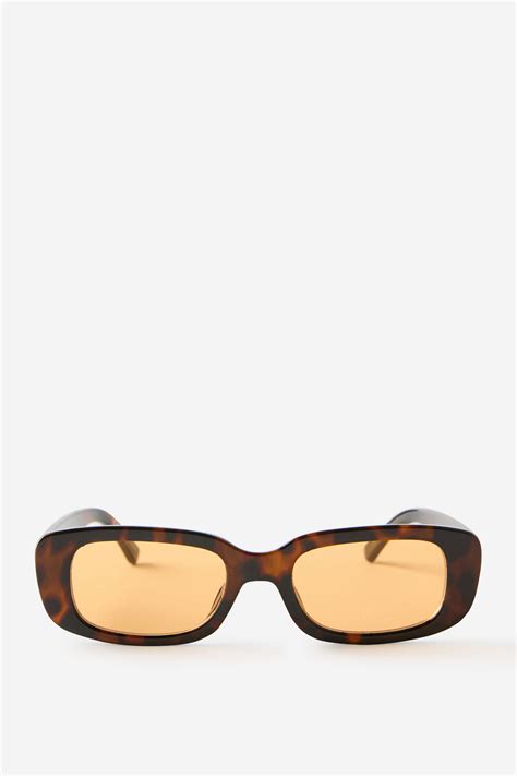 Womens Brown Abby Rectangle Sunglasses