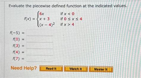 Solved Evaluate The Piecewise Defined Function At The Chegg