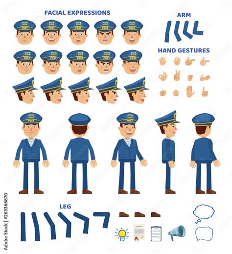Postman Character Creation Set Various Gestures Emotions Diverse Poses Views Create Your
