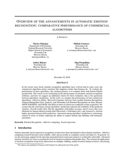 Overview Of The Advancements In Automatic Emotion Recognition