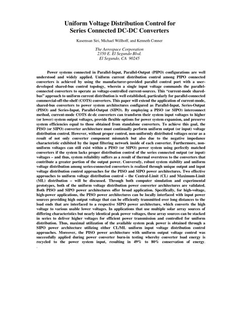 PDF Uniform Voltage Distribution Control For Series Input Parallel