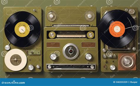 Hi Fi Tuner Deck Or Amplifier Concept Watercolor Banner Illustration