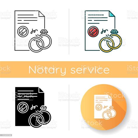 이혼 아이콘입니다 공식적인 결혼 종료 법적 분리 결혼 해산 해체 공증인 서비스 아포스티유 및 합법화 선형 검정 및 Rgb 색상 스타일입니다 격리된 벡터 일러스트레이션 개념에