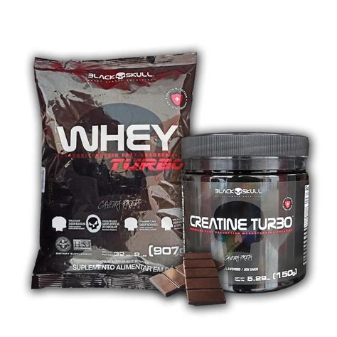 Kit Black Skull Com Whey Turbo 907g Creatina Turbo 150g Centauro