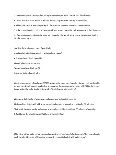 Gi Questions Part 1 Pdf Gastroesophageal Reflux Disease Stomach