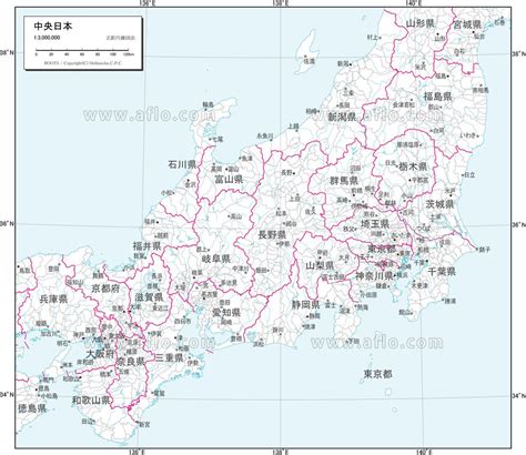 地図素材中央日本 白地図 83131 ベクトル地図素材 加工編集できるai形式データ アフロモール Detailed Map
