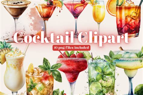 Watercolor Cocktails Clipart Graphic By Thewilddaisy123 · Creative Fabrica