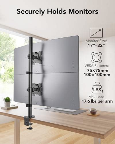 Buy Huanuo Vertical Dual Monitor Mount Stacked Monitor Stand For