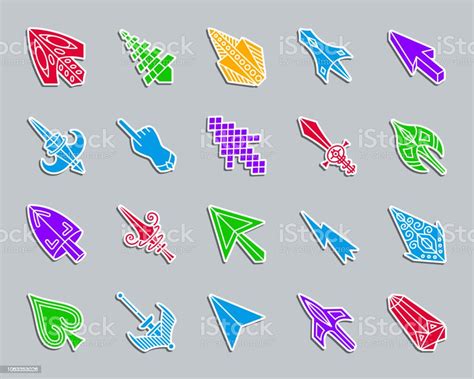 Mouse Cursor Patch Sticker Icons Vector Set Stock Illustration Download Image Now Arrow