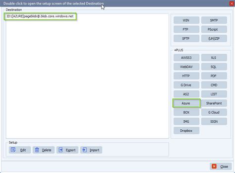 how to send files to azure using limagito file mover