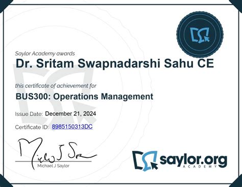 Dr Sritam Swapnadarshi On Linkedin Certification Saylor Academy