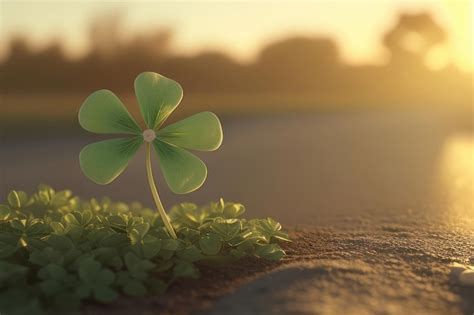 Premium Photo A Four Leaf Clover Sits In The Middle Of A Road